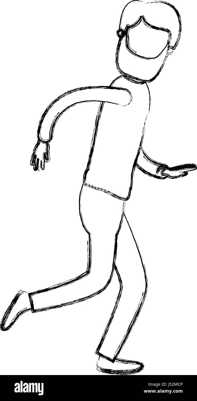 blurred silhouette cartoon faceless full body man with beard and ...