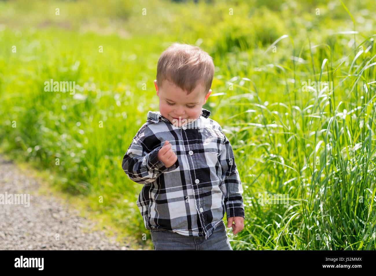 Lifestyle Portrait Young Boy Outdoors Stock Photo - Alamy