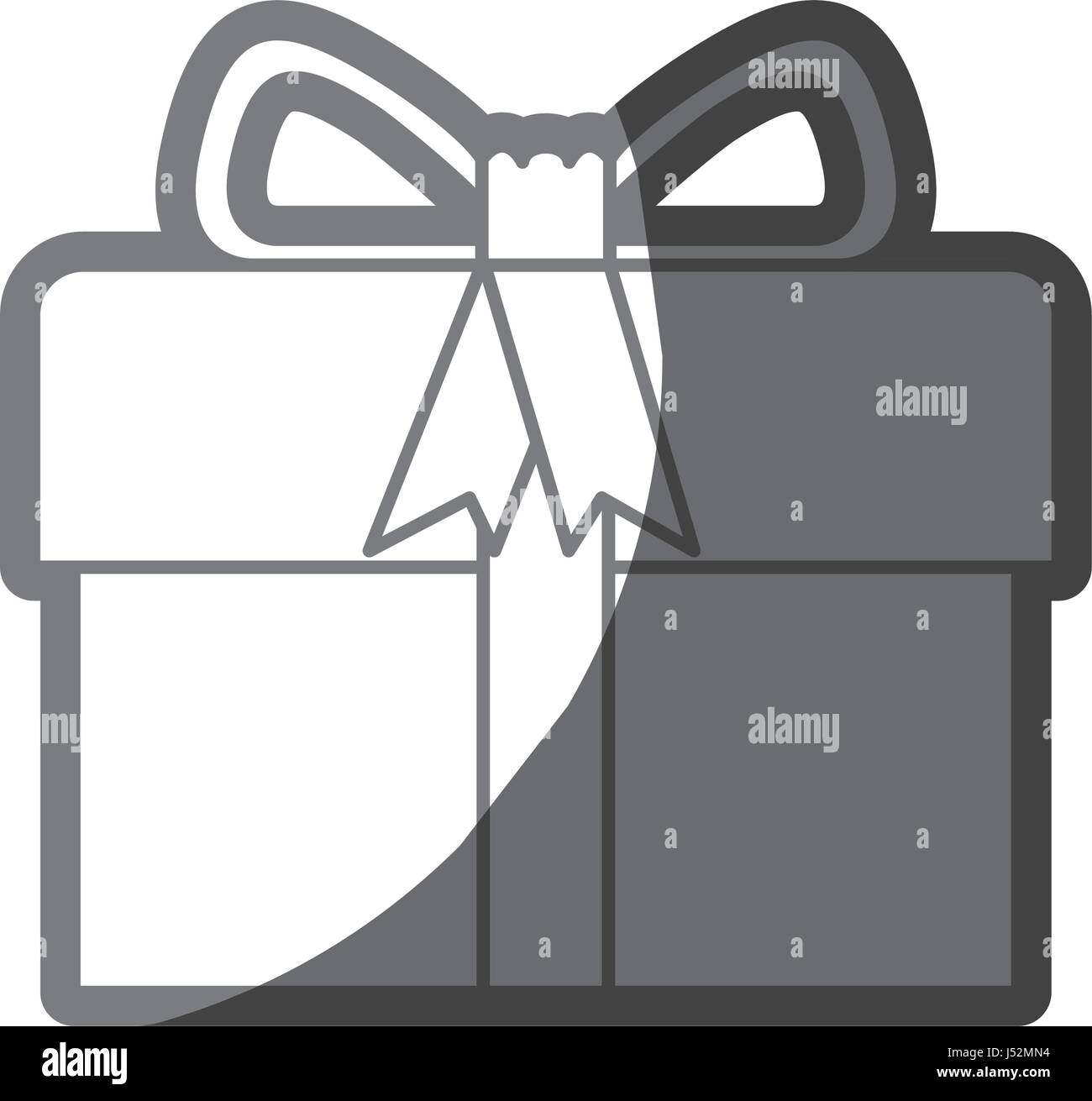 grayscale silhouette of gift box with decorative ribbon and topknot ...