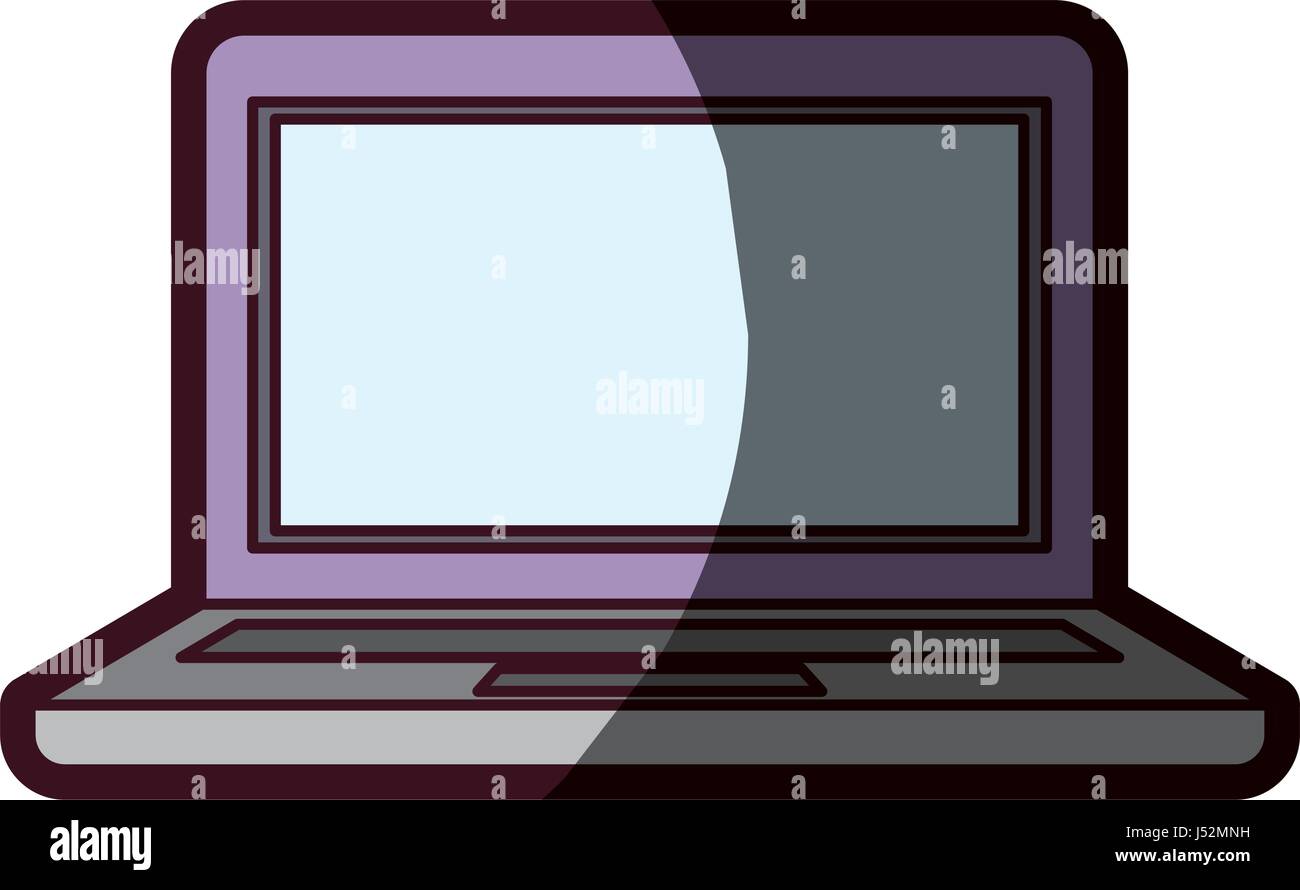 white background with laptop computer with bezel screen purple and ...