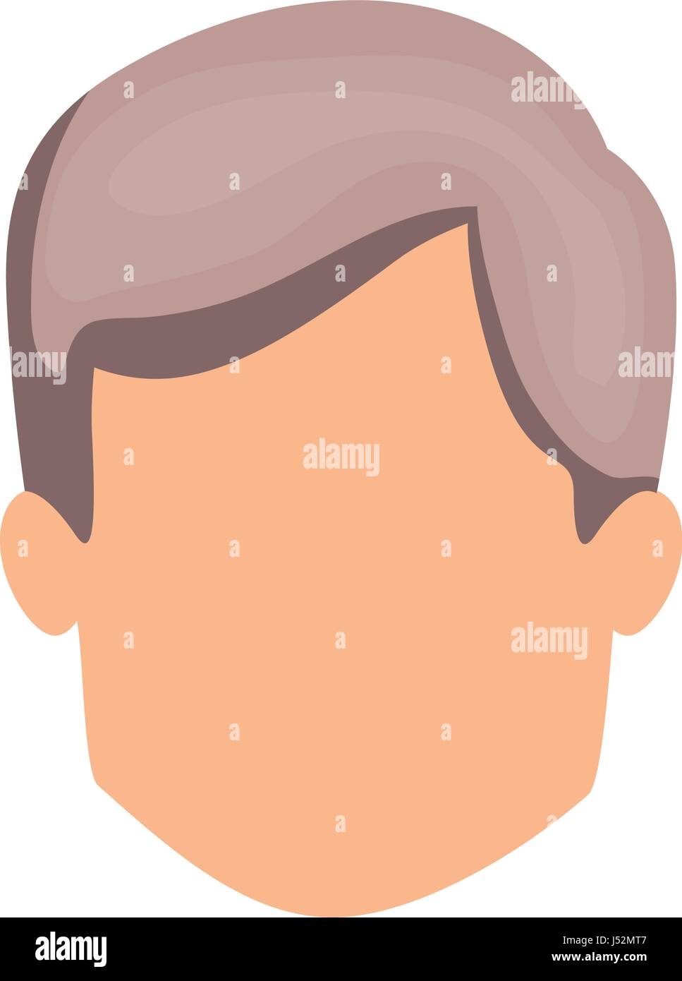 white background of faceless man with short wavy hairstyle in gray ...