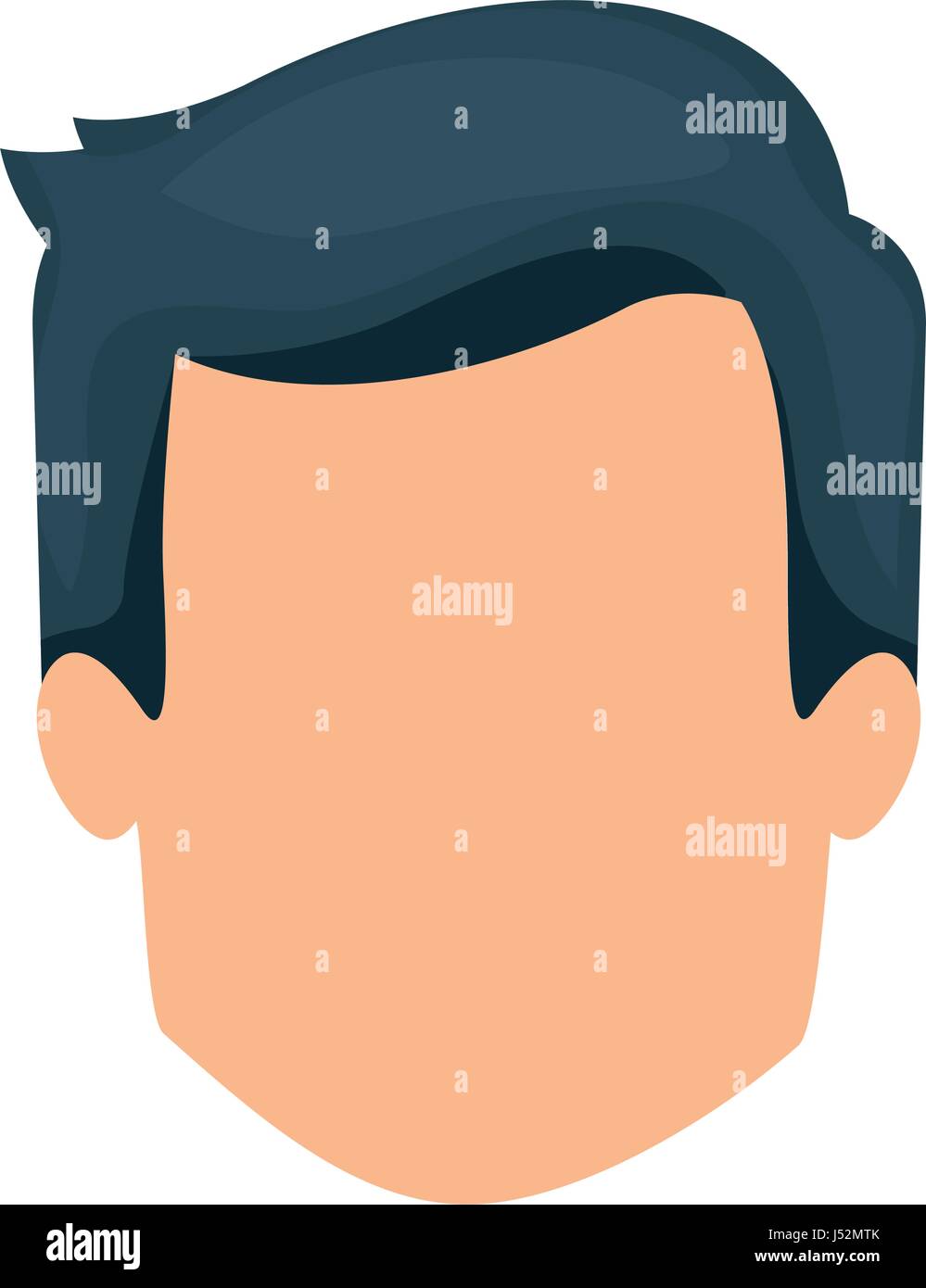 white background of faceless man with dark blue short hair style Stock ...