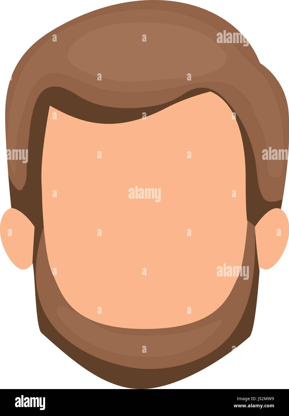 white background of faceless man with brown hair and beard and without ...