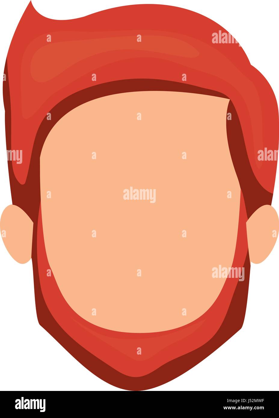 white background of faceless man with red hair and beard and without ...