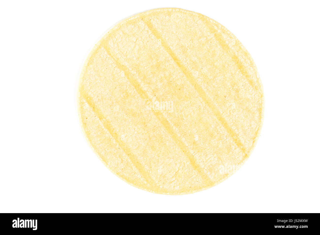 Fresh yellow corn tortillas on a white background Stock Photo - Alamy