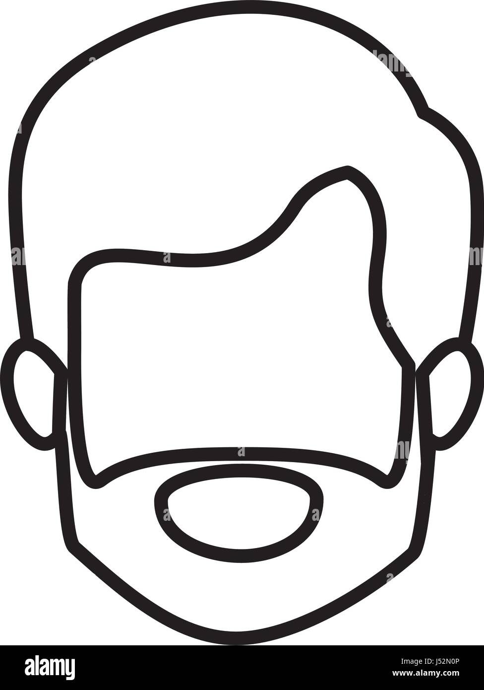 monochrome contour of old man faceless with short hair and beard Stock ...