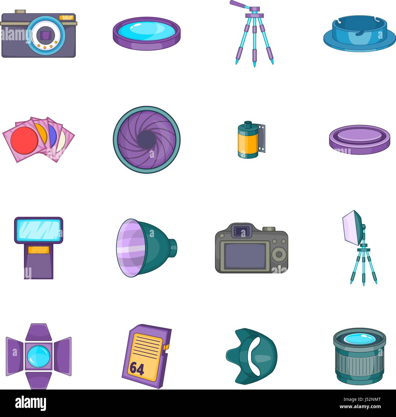 Photo studio icons set. Cartoon illustration of 16 photo studio ...