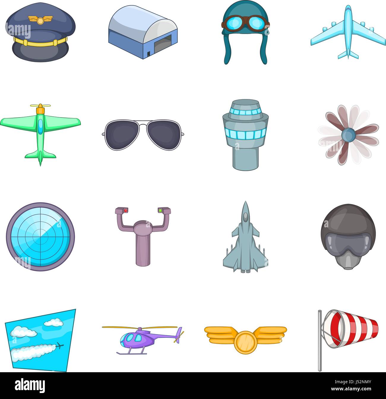 Aviation icons set. Cartoon illustration of 16 aviation vector icons ...