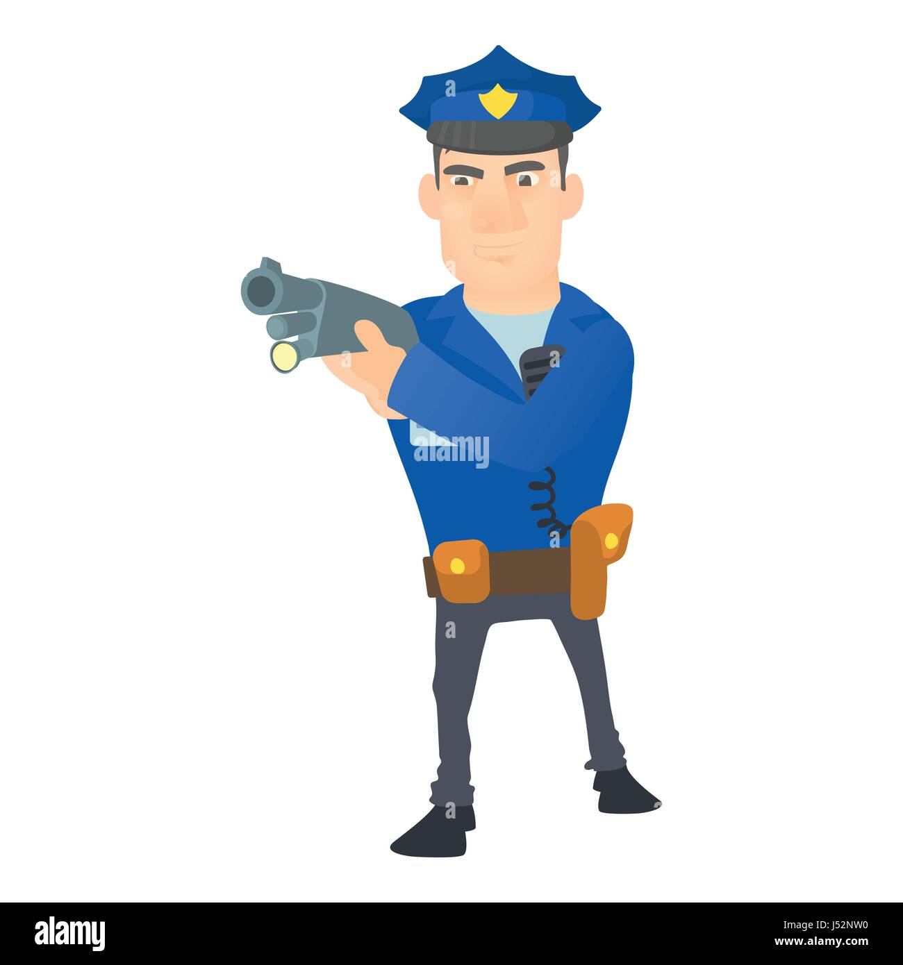 Policeman with gun icon. Cartoon illustration of policeman with gun ...