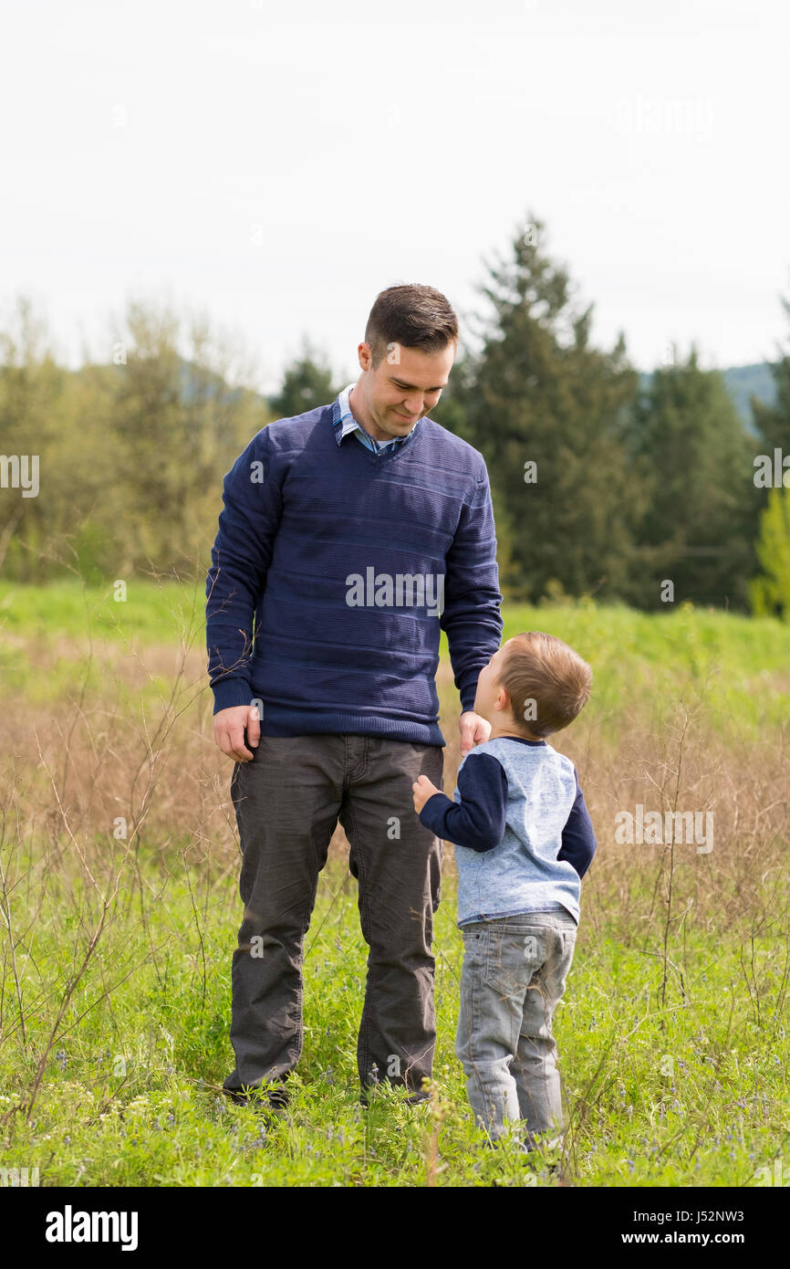 Realistic Father Son Lifestyle Portrait Stock Photo - Alamy
