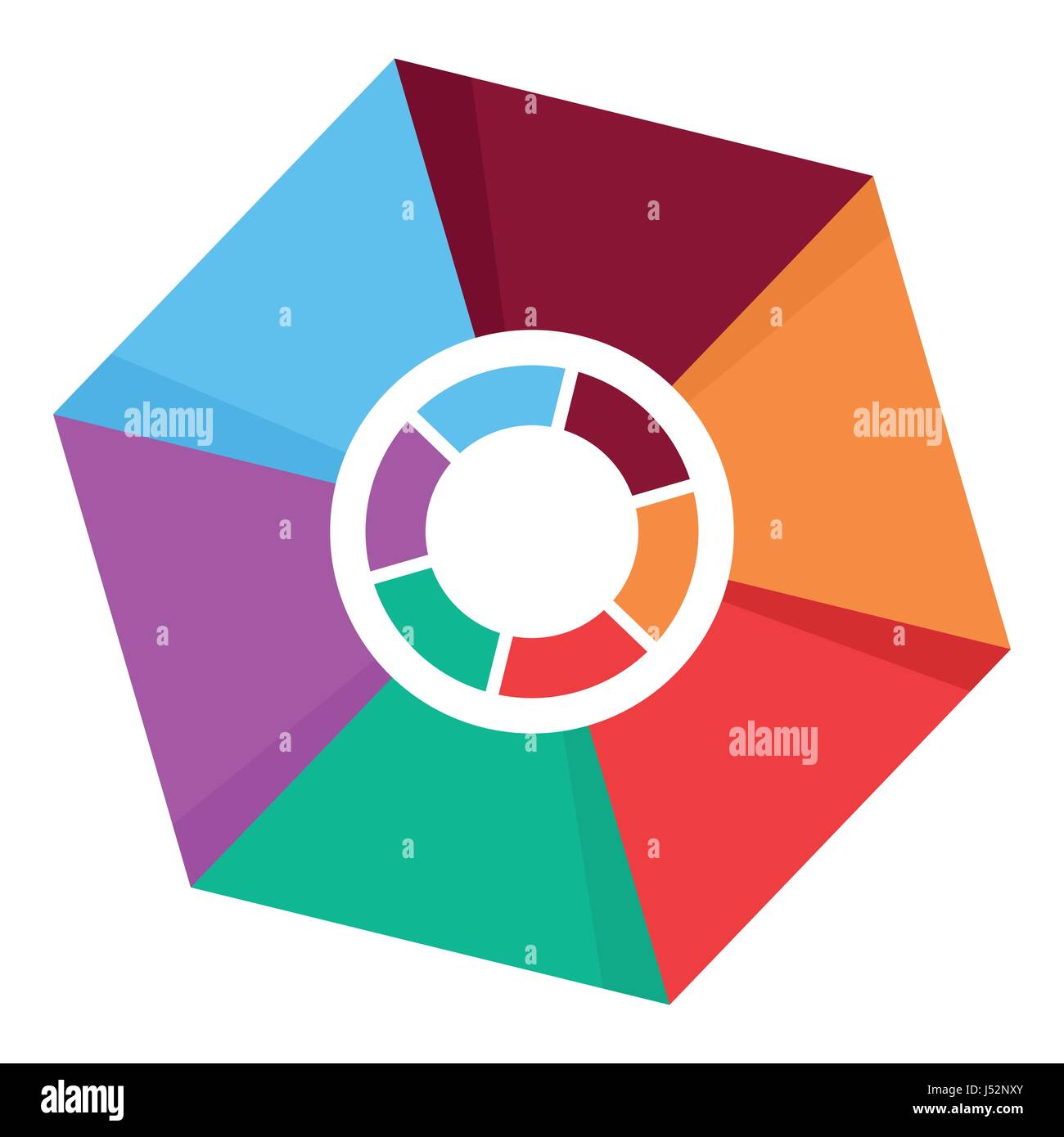Hexagonal diagram icon. Flat illustration of hexagonal diagram vector ...