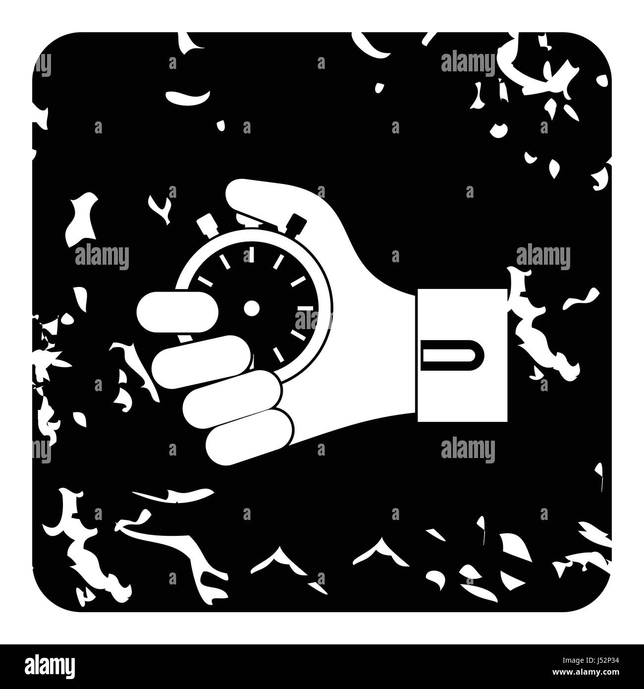 Hand holding stopwatch icon. Grunge illustration of hand holding ...