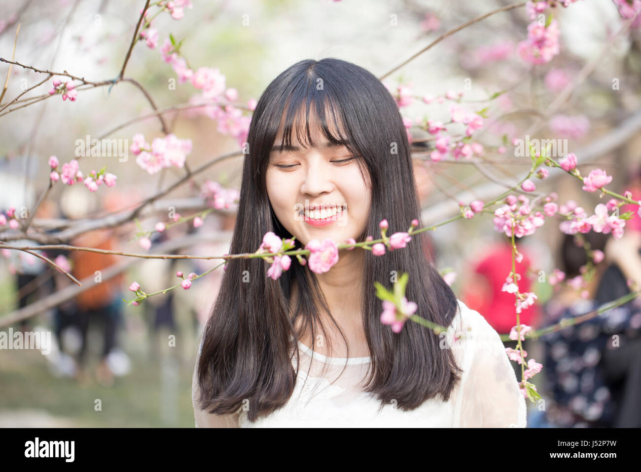 Beautiful girl in spring time. Smiling, Asia, Outdoors, Springtime ...