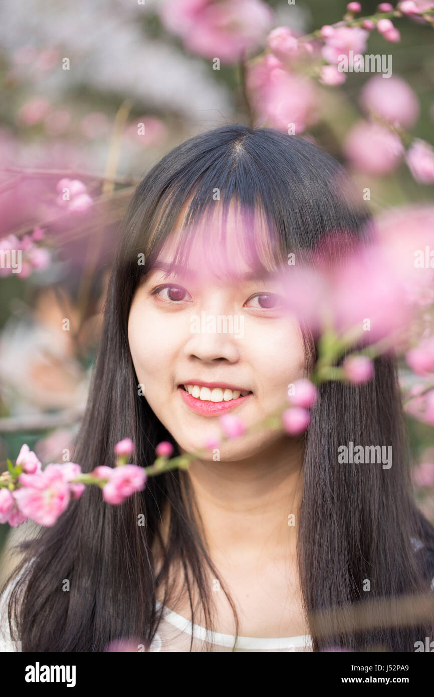 Beautiful girl in spring time. Smiling, Asia, Outdoors, Springtime ...