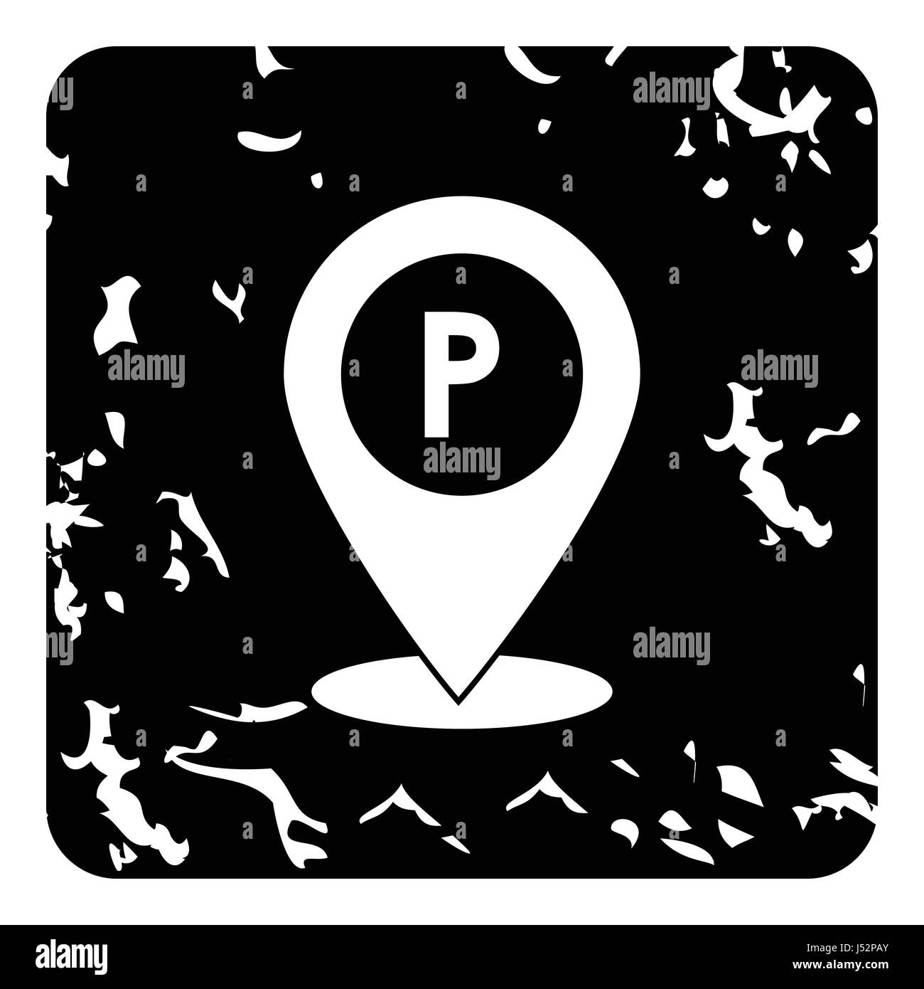 Parking map pin icon. Grunge illustration of parking map pin vector ...