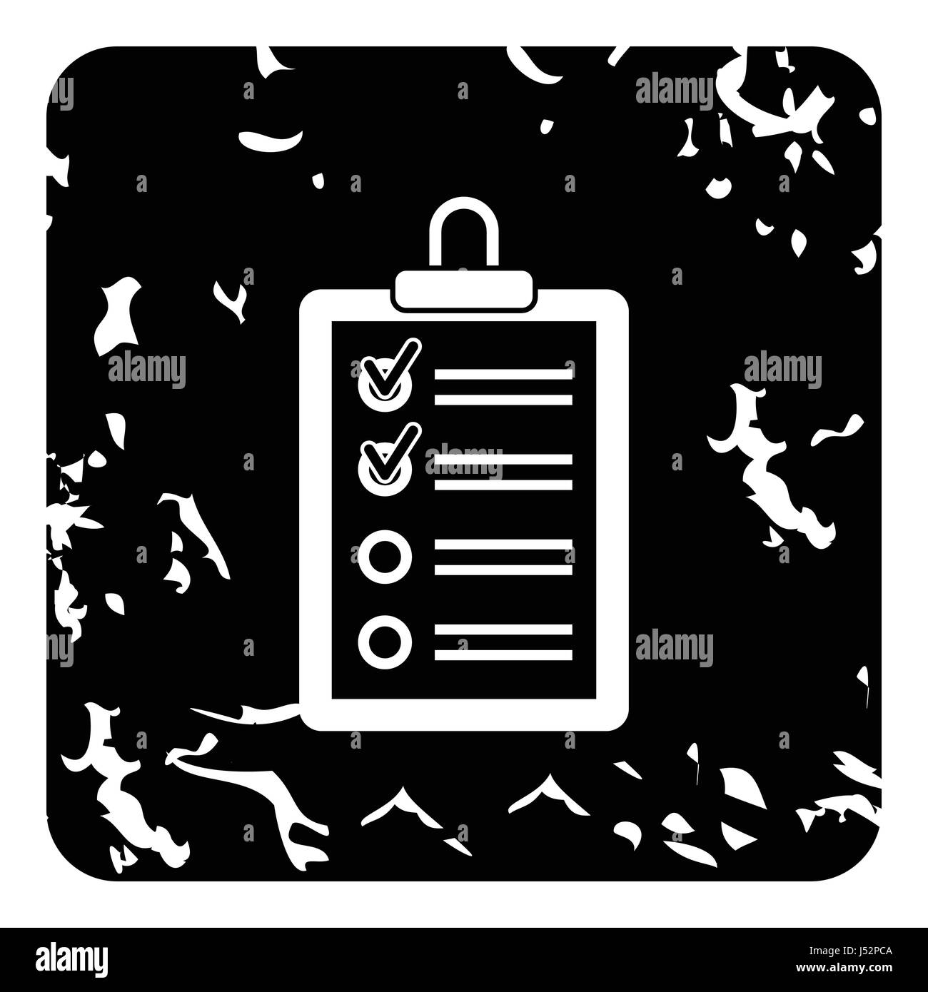 Clipboard with checklist icon. Grunge illustration of clipboard with ...