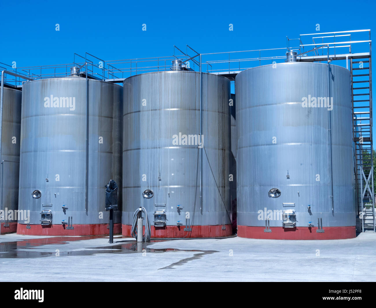 Some wine metallic fermentation tanks. Wine industry in Chile. Maule ...