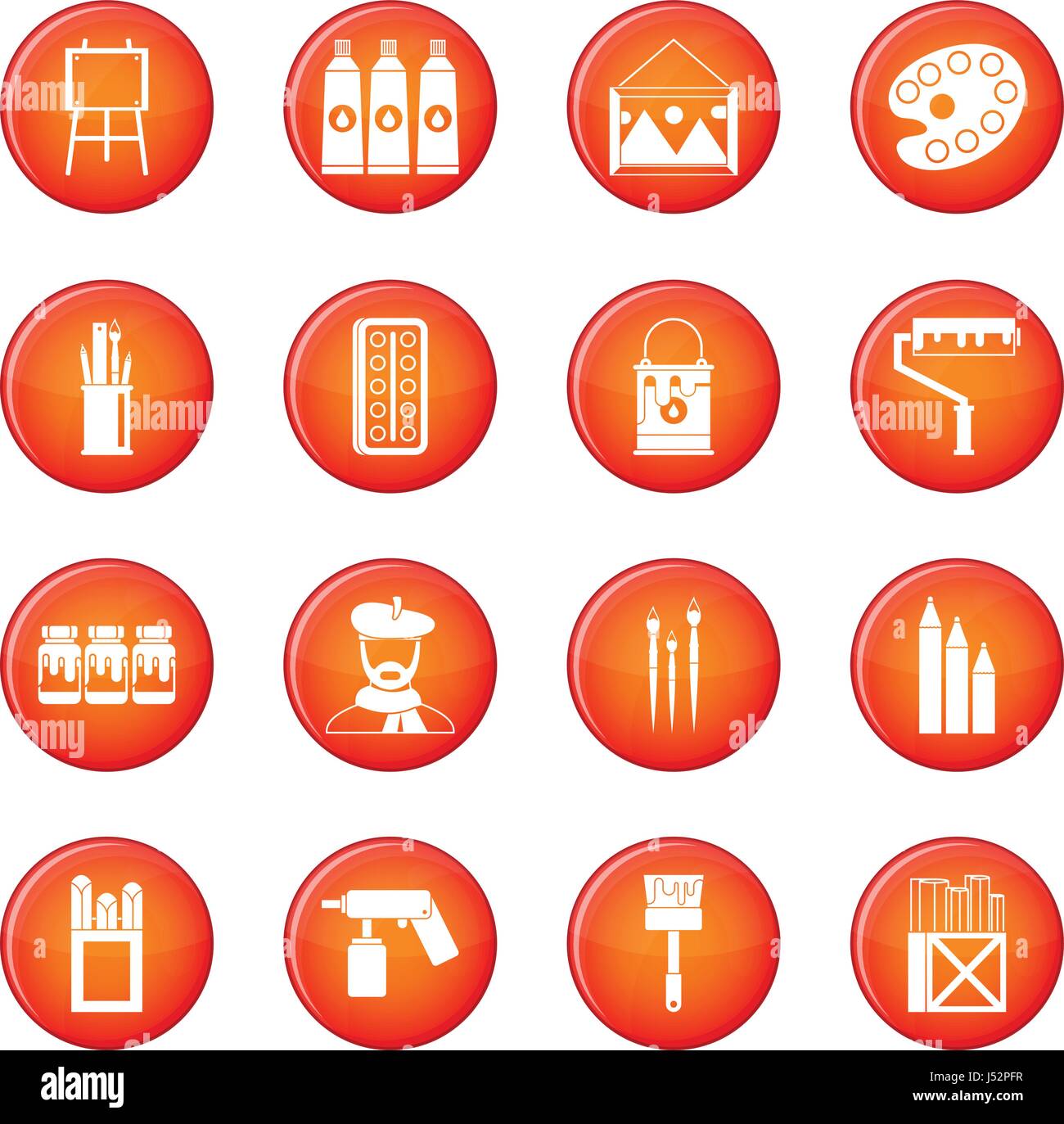 Painting icons vector set of red circles isolated on white background ...