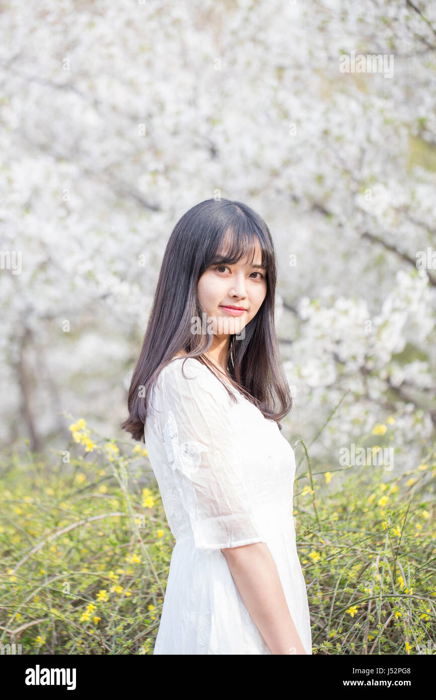 Beautiful girl in spring time. Smiling, Asia, Outdoors, Springtime ...