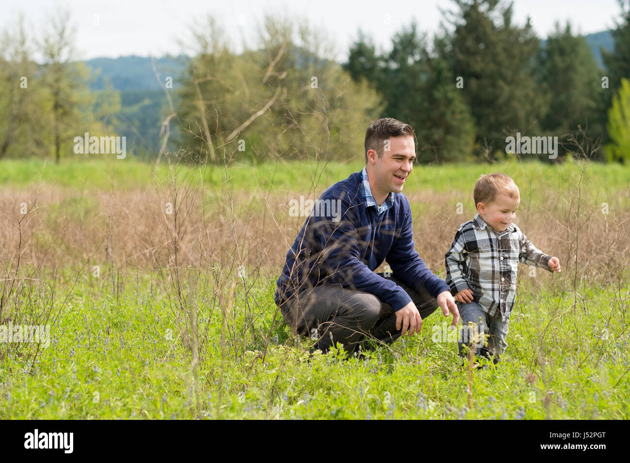 Realistic Father Son Lifestyle Portrait Stock Photo - Alamy