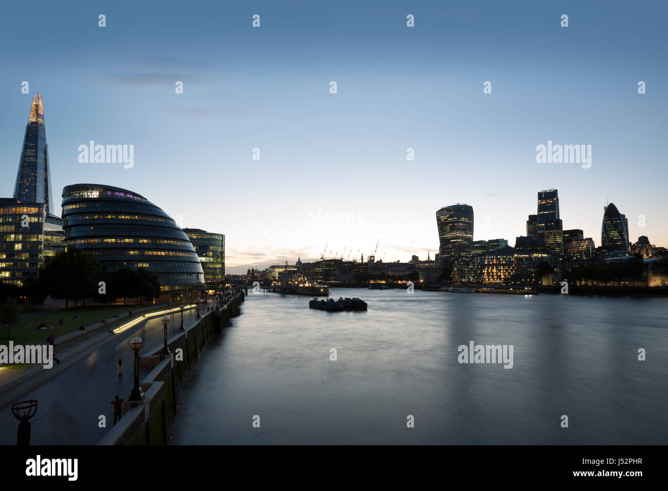 The London Skyline and the Riverside area from Tower Bridge Stock Photo ...