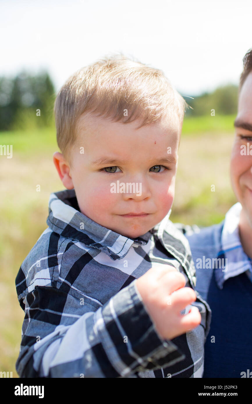 Realistic Father Son Lifestyle Portrait Stock Photo - Alamy
