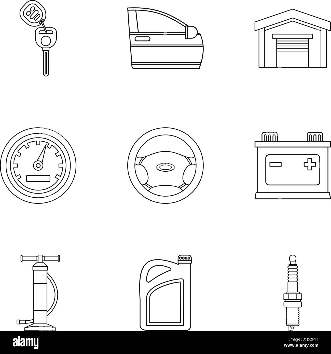 Garage icons set, outline style Stock Vector Image & Art - Alamy