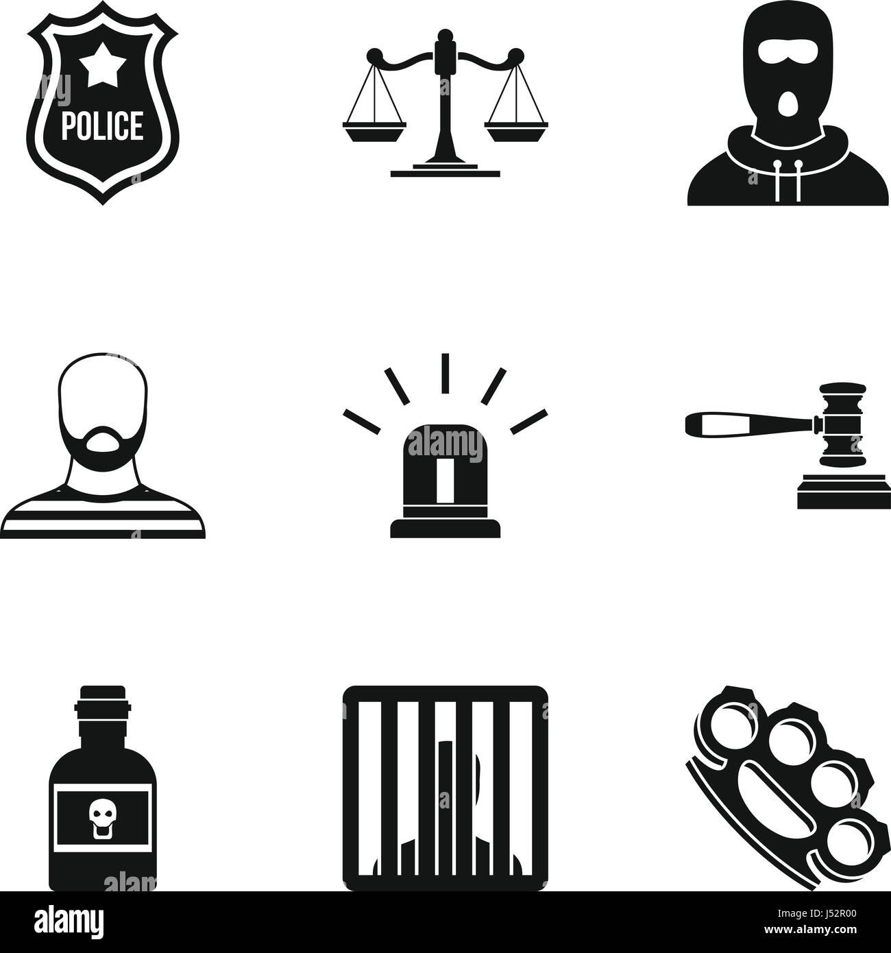 Lawlessness icons set, simple style Stock Vector Image & Art - Alamy