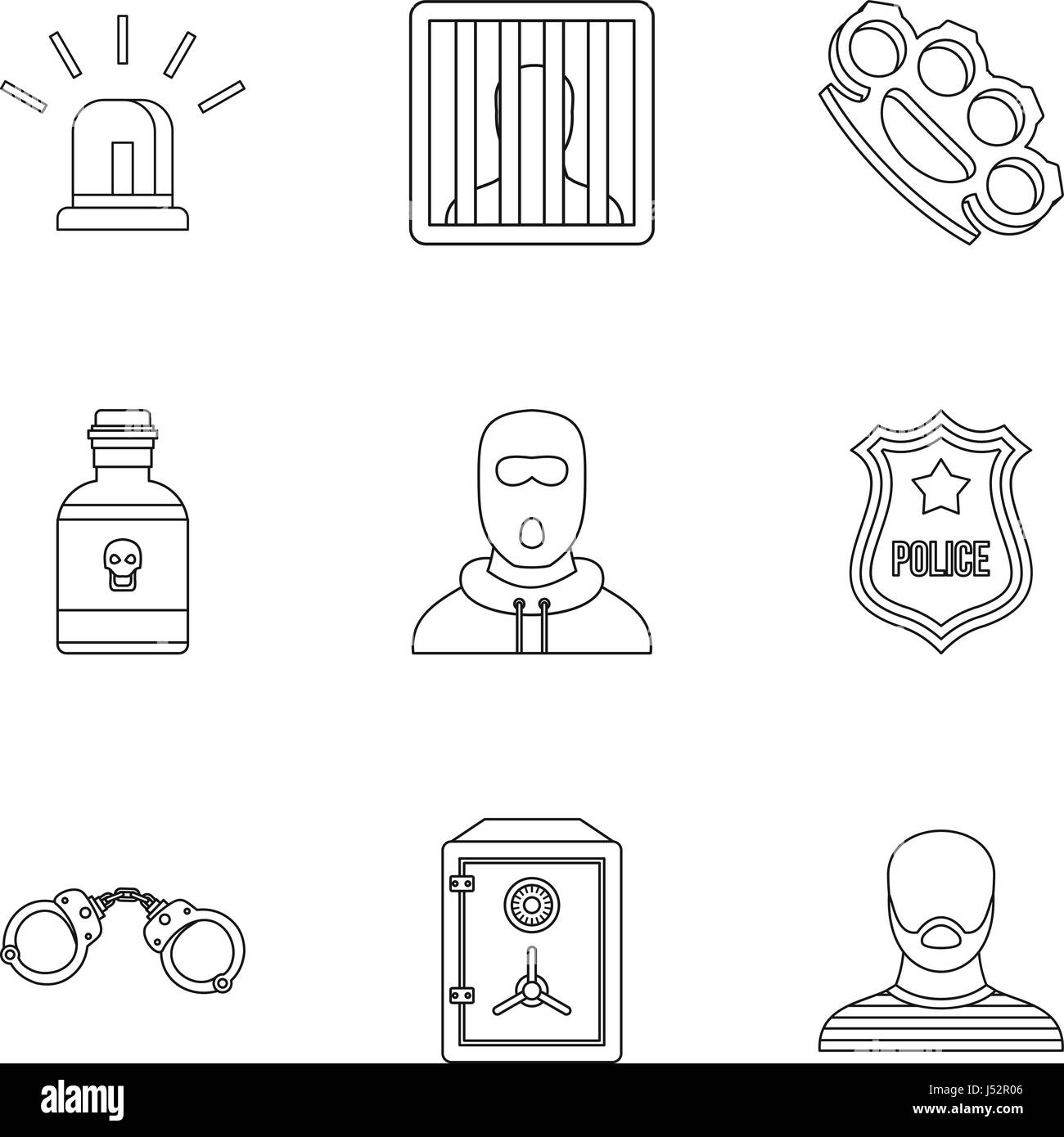 Lawlessness icons set, outline style Stock Vector Image & Art - Alamy