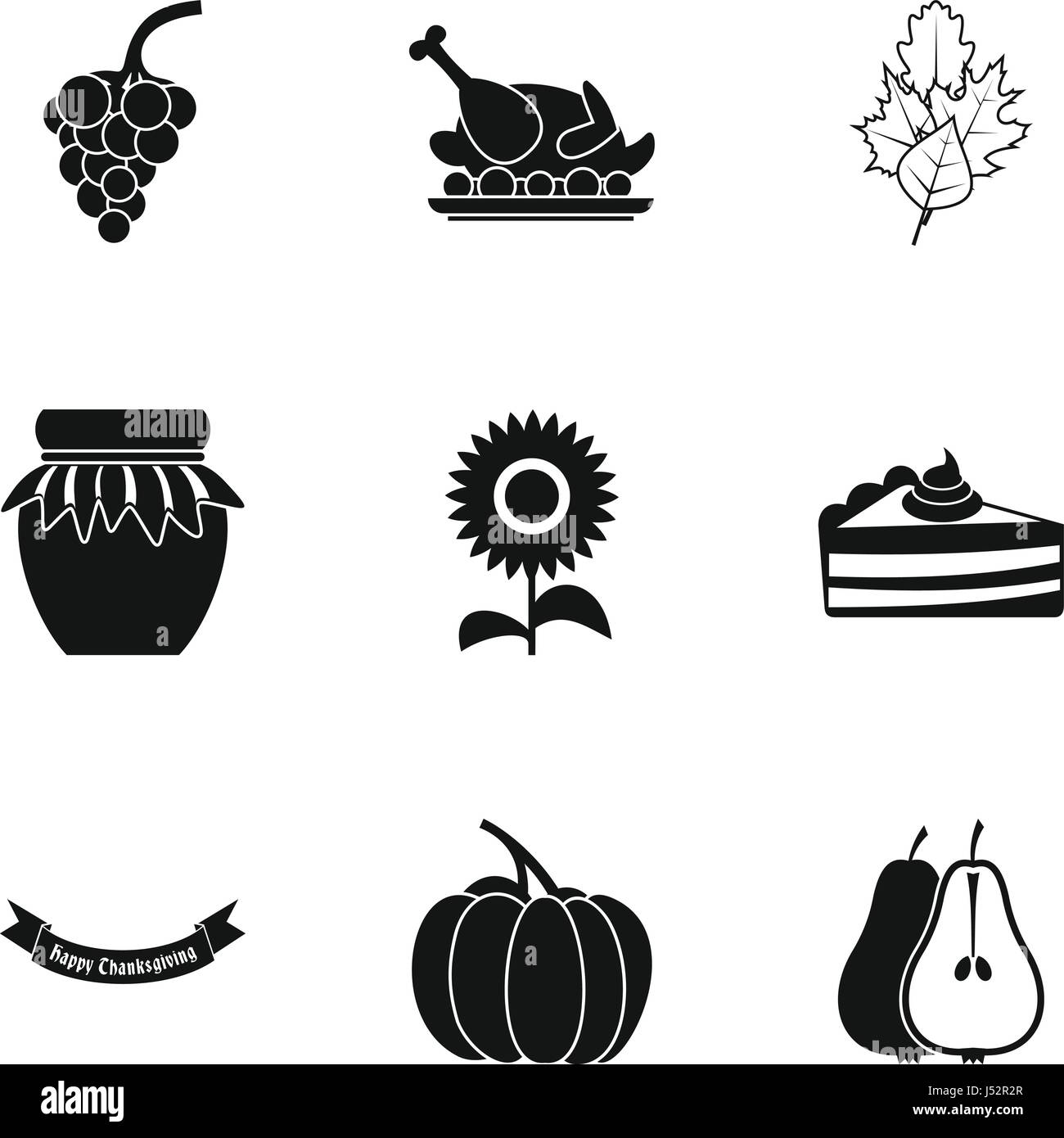 Thanksgiving feast icons set, simple style Stock Vector Image & Art - Alamy