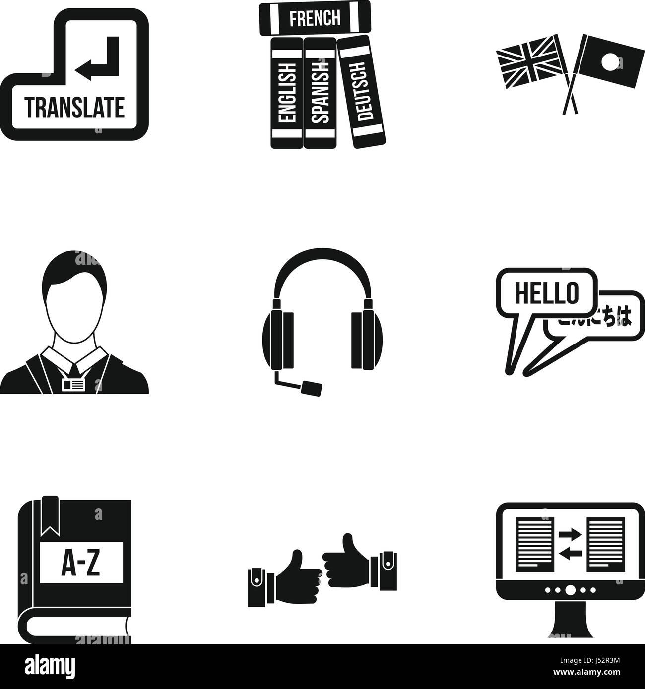 Translation translator icons black Stock Vector Images - Alamy
