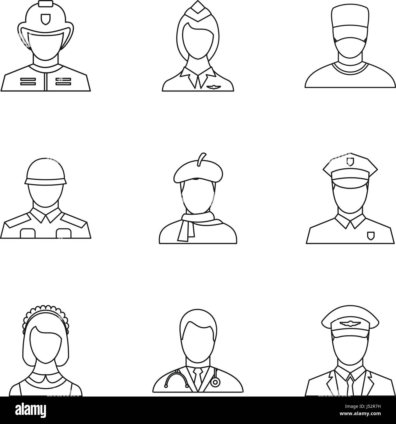 Occupation icons set, outline style Stock Vector Image & Art - Alamy