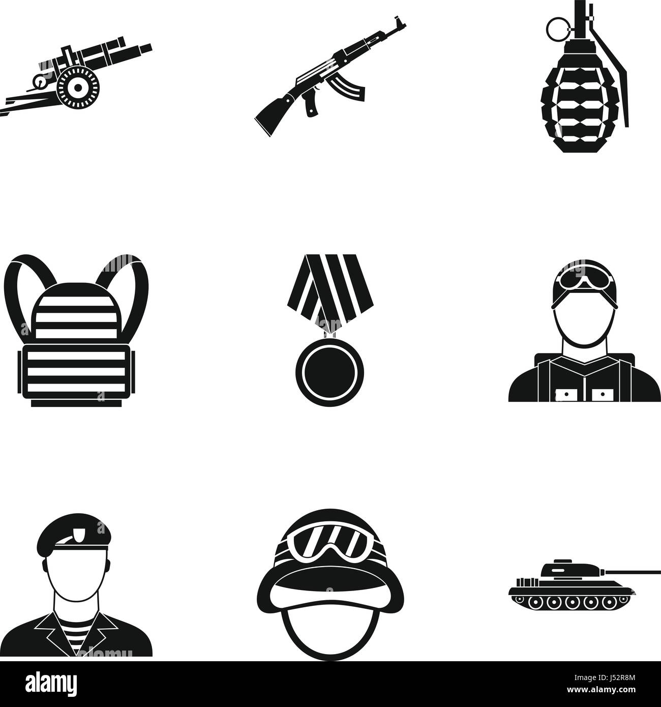 Military weapons icons set, simple style Stock Vector Image & Art - Alamy