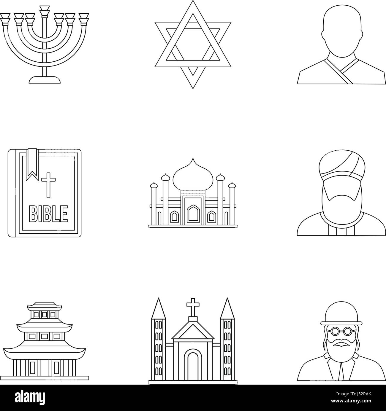 Spirituality icons set, outline style Stock Vector Image & Art - Alamy