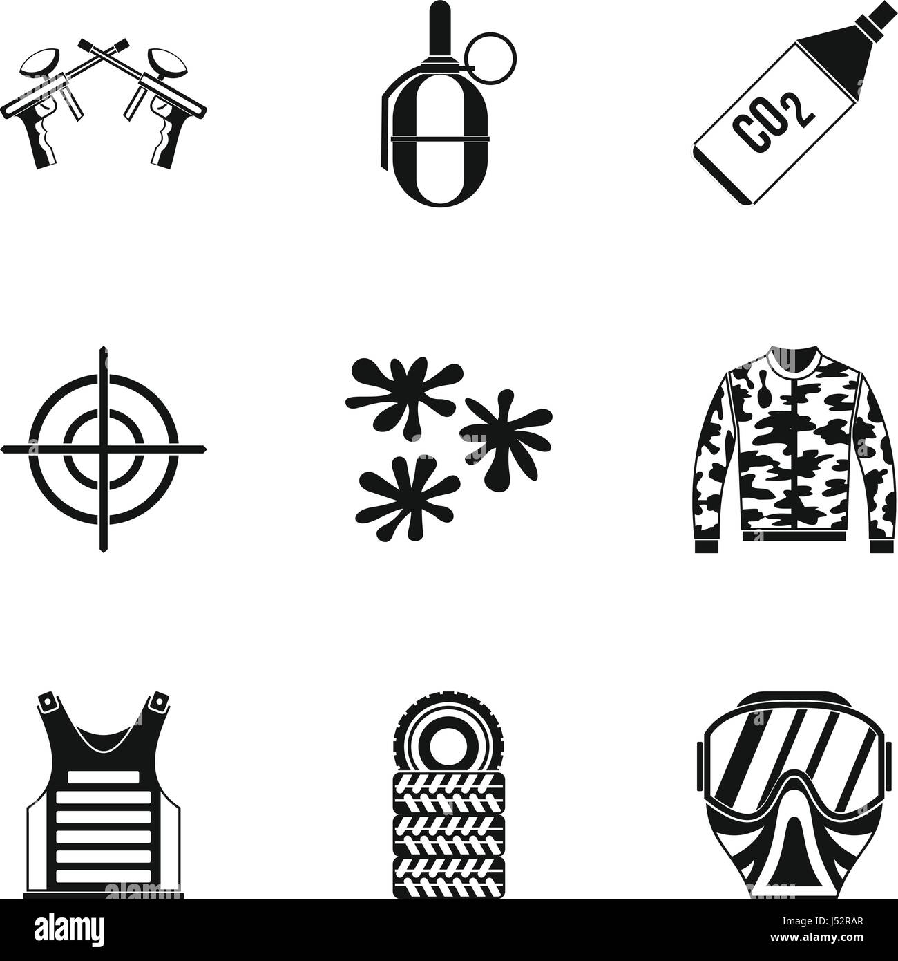 Paintball icons set, simple style Stock Vector Image & Art - Alamy