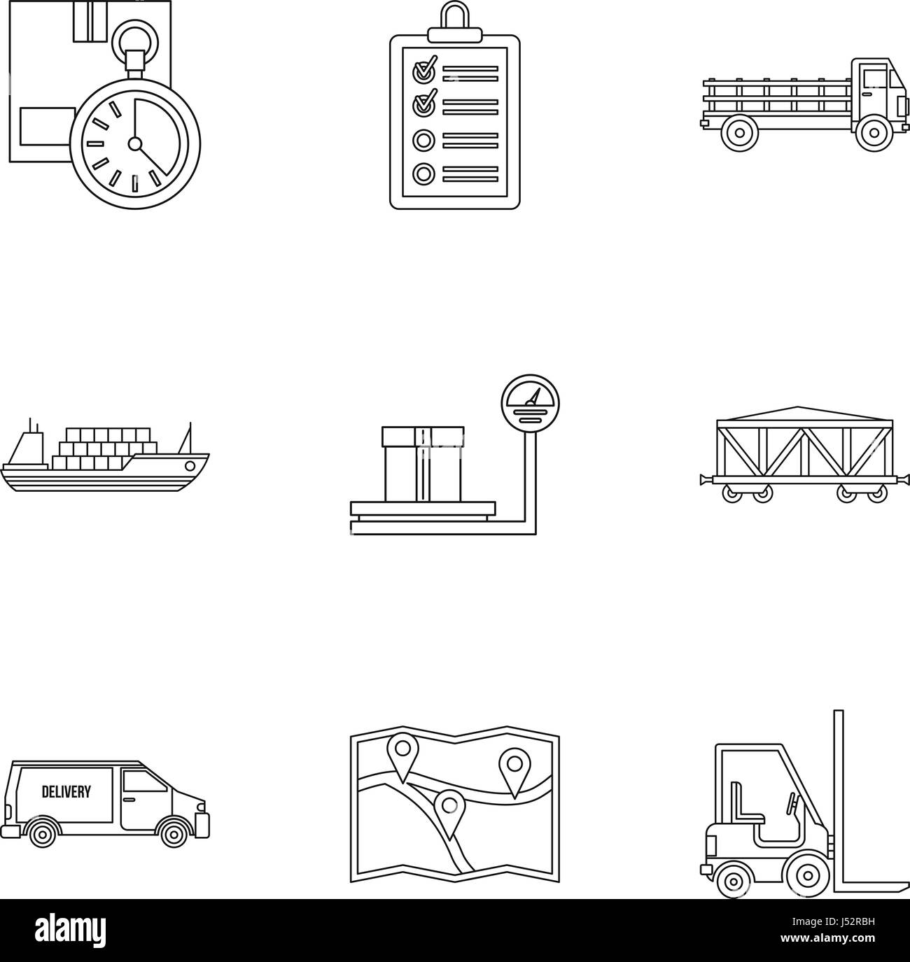 Warehouse icons set, outline style Stock Vector Image & Art - Alamy