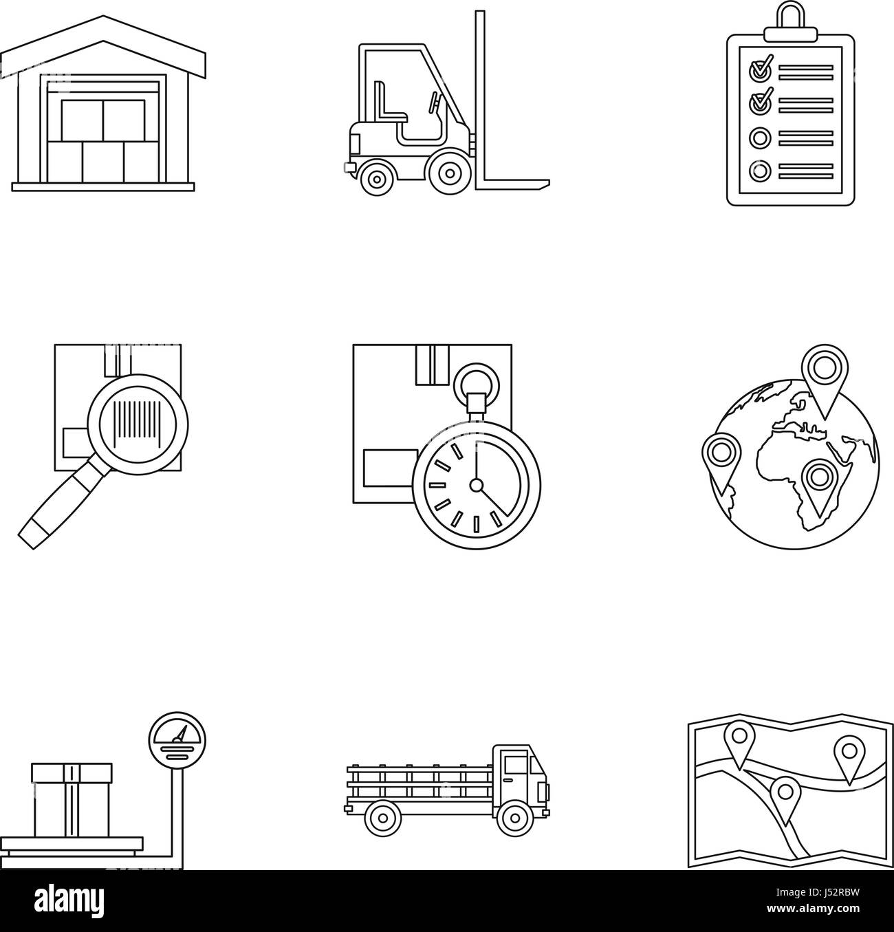 Cargo packing icons set, outline style Stock Vector Image & Art - Alamy