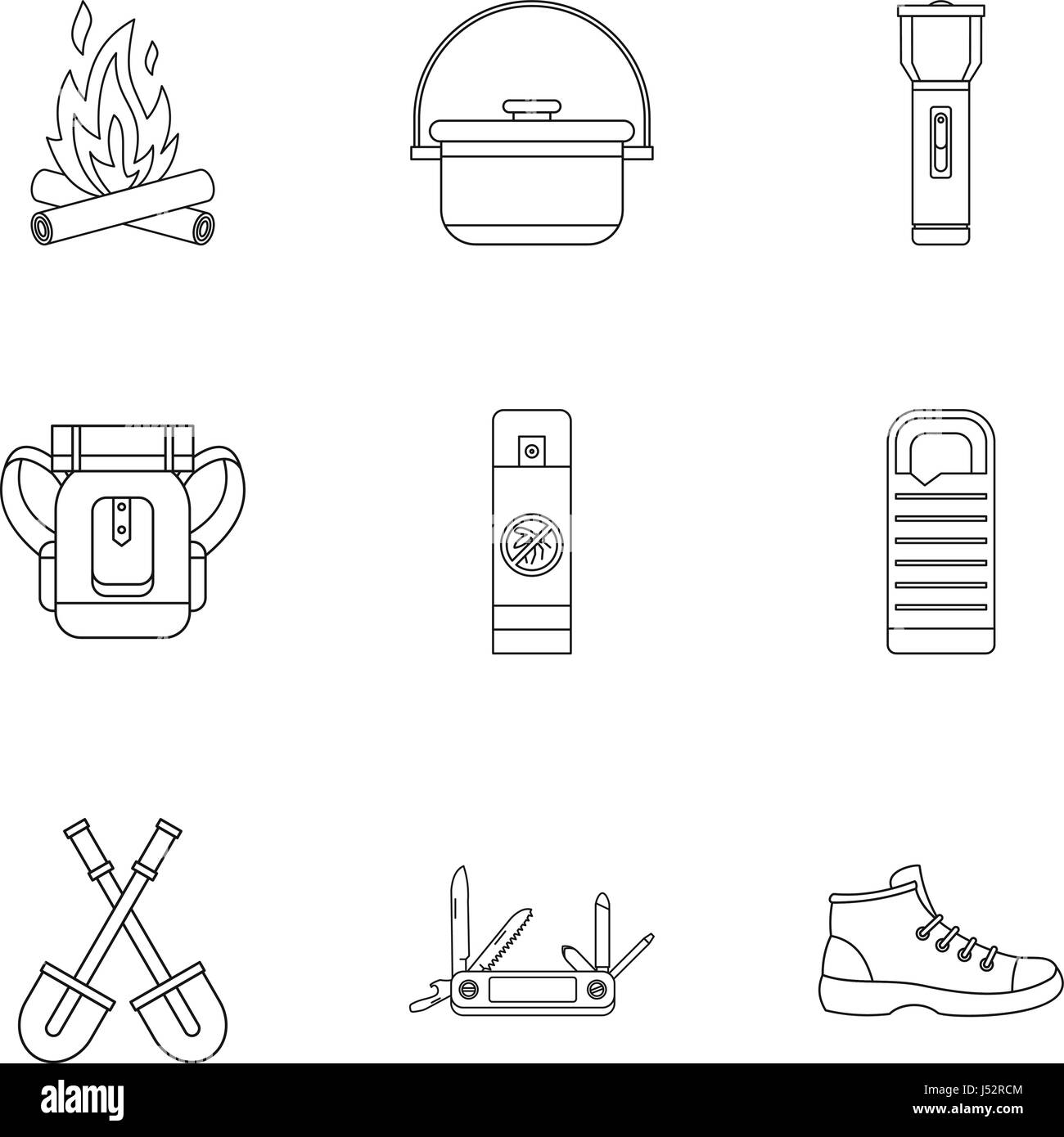 Hike icons set, outline style Stock Vector Image & Art - Alamy