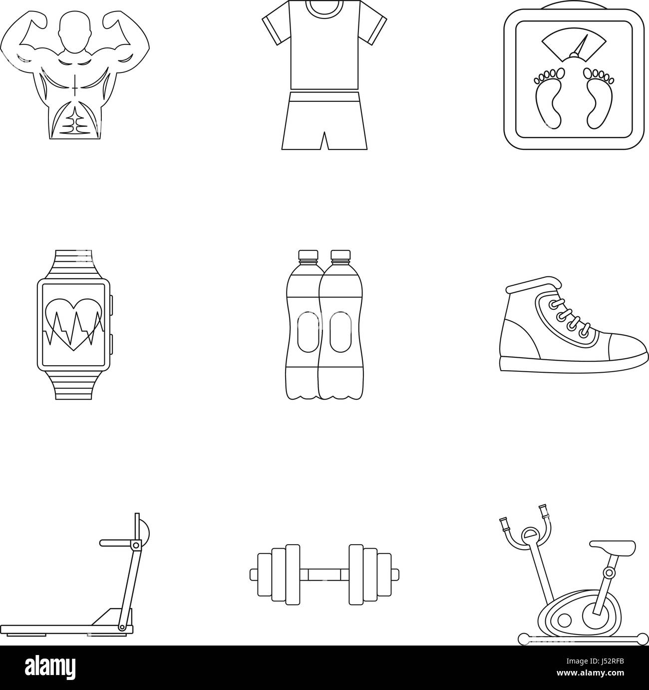 Classes in gym icons set, outline style Stock Vector Image & Art - Alamy