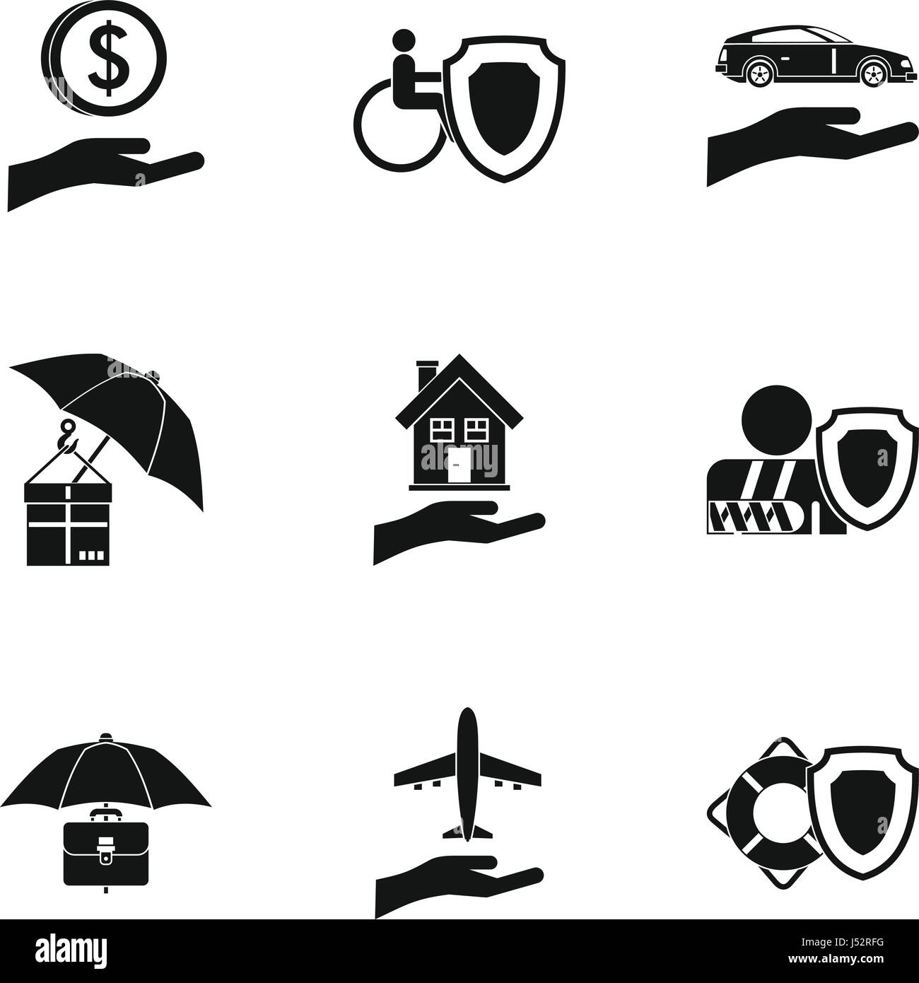 Insurance icons set, simple style Stock Vector Image & Art - Alamy