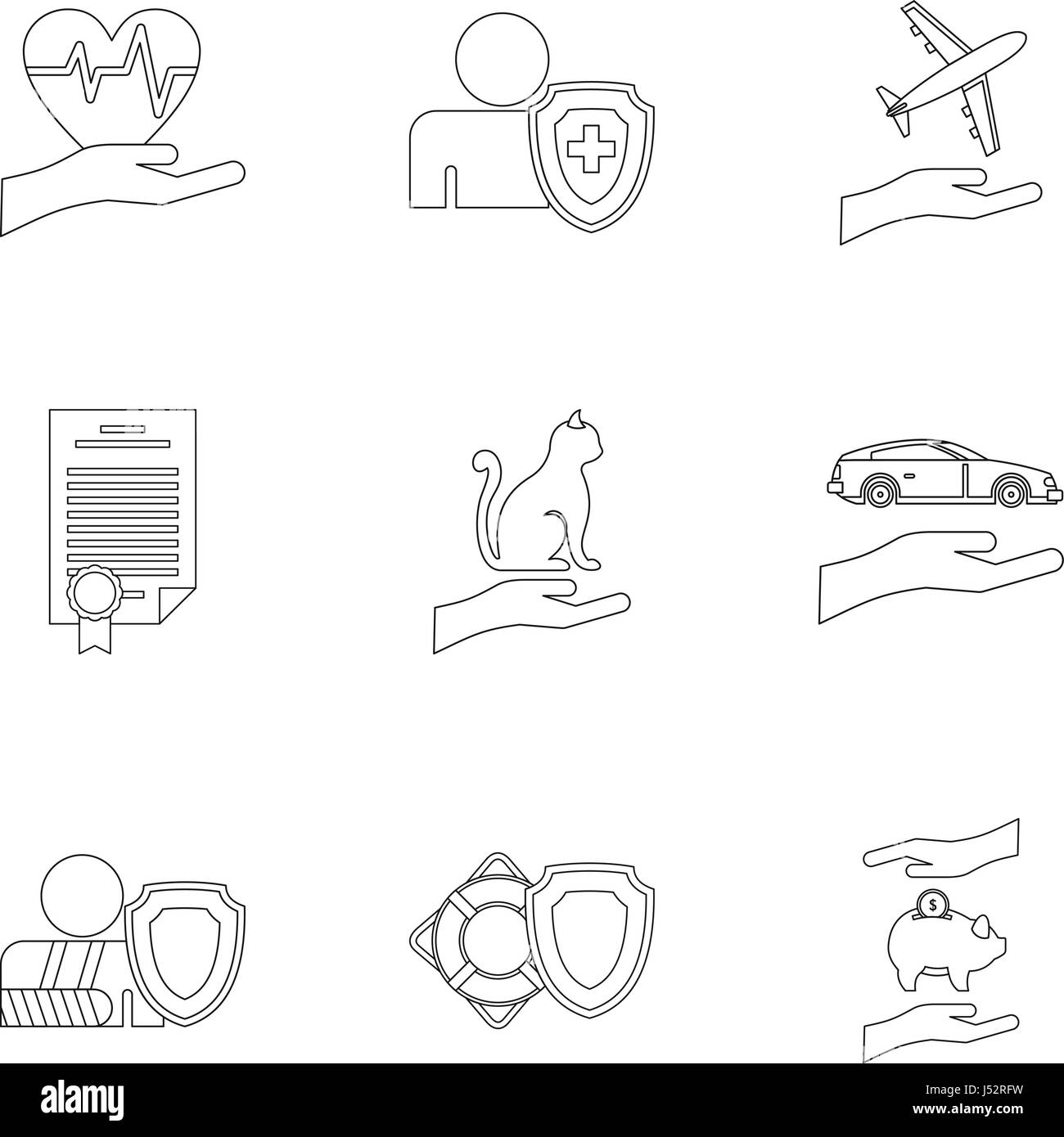 Protection icons set, outline style Stock Vector Image & Art - Alamy