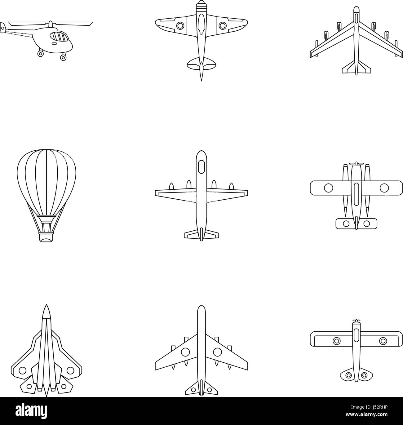 Aircraft icons set, outline style Stock Vector Image & Art - Alamy