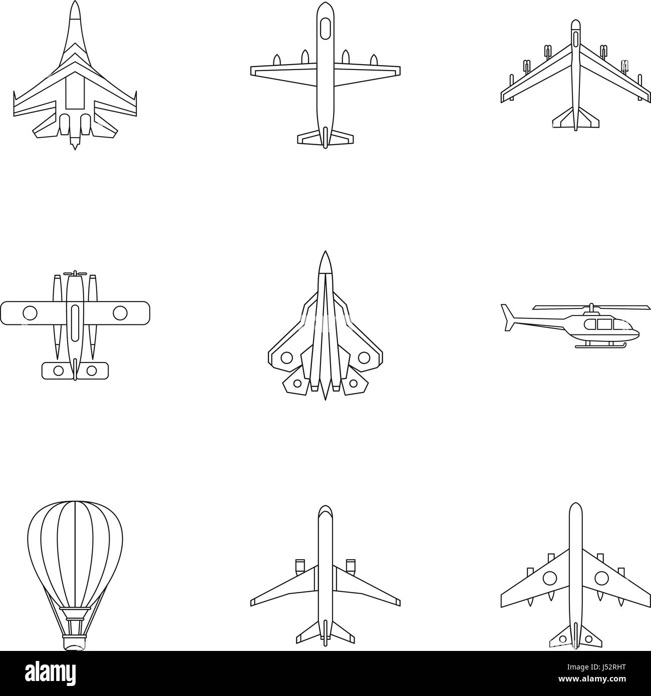 Military aircraft icons set, outline style Stock Vector Image & Art - Alamy