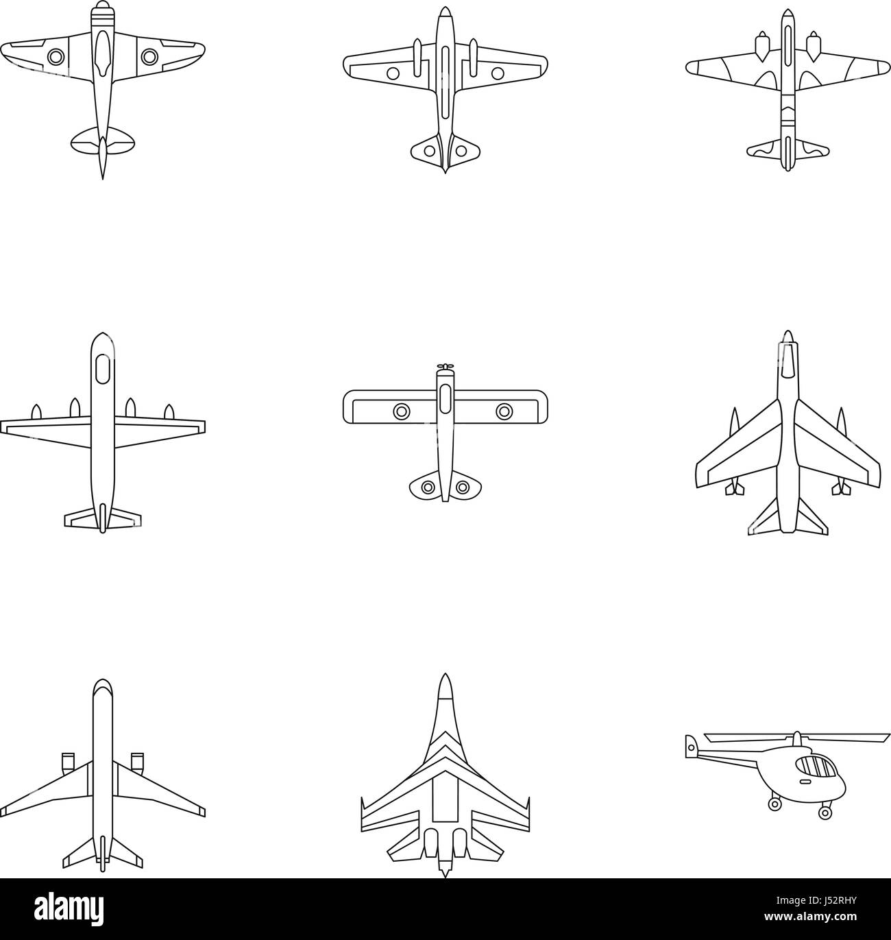 Combat aircraft icons set, outline style Stock Vector Image & Art - Alamy