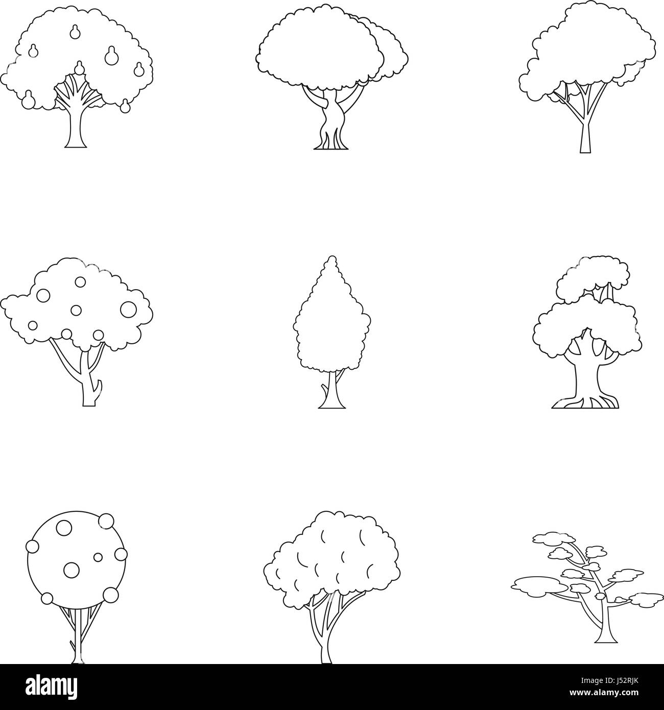 Types of trees icons set, outline style Stock Vector Image & Art - Alamy