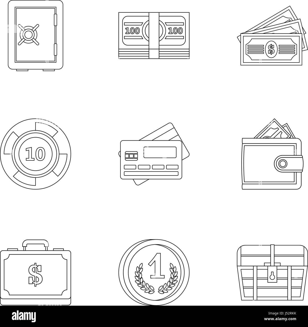 Monetary resource icons set, outline style Stock Vector Image & Art - Alamy