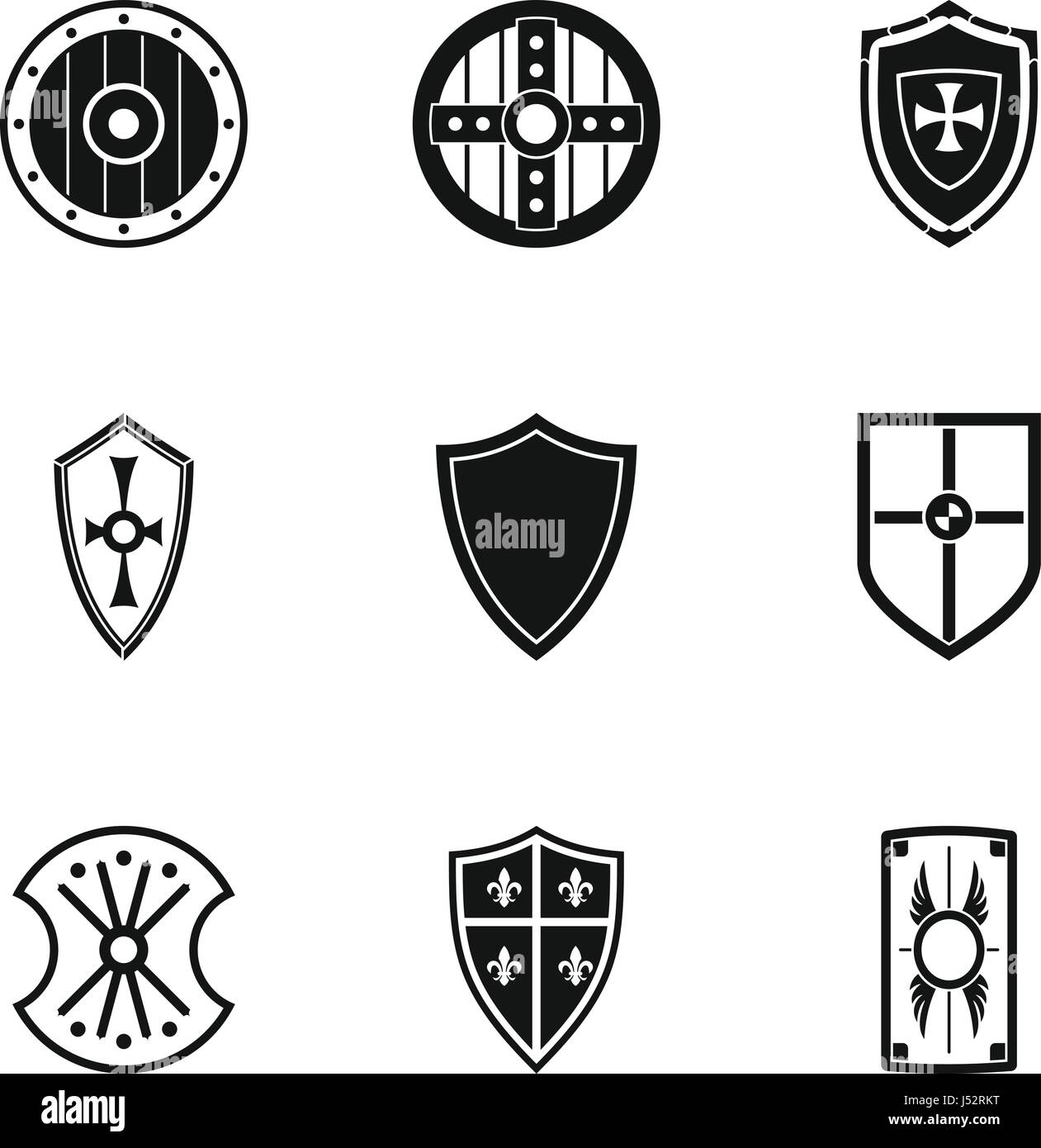 Shield icons set, simple style Stock Vector Image & Art - Alamy