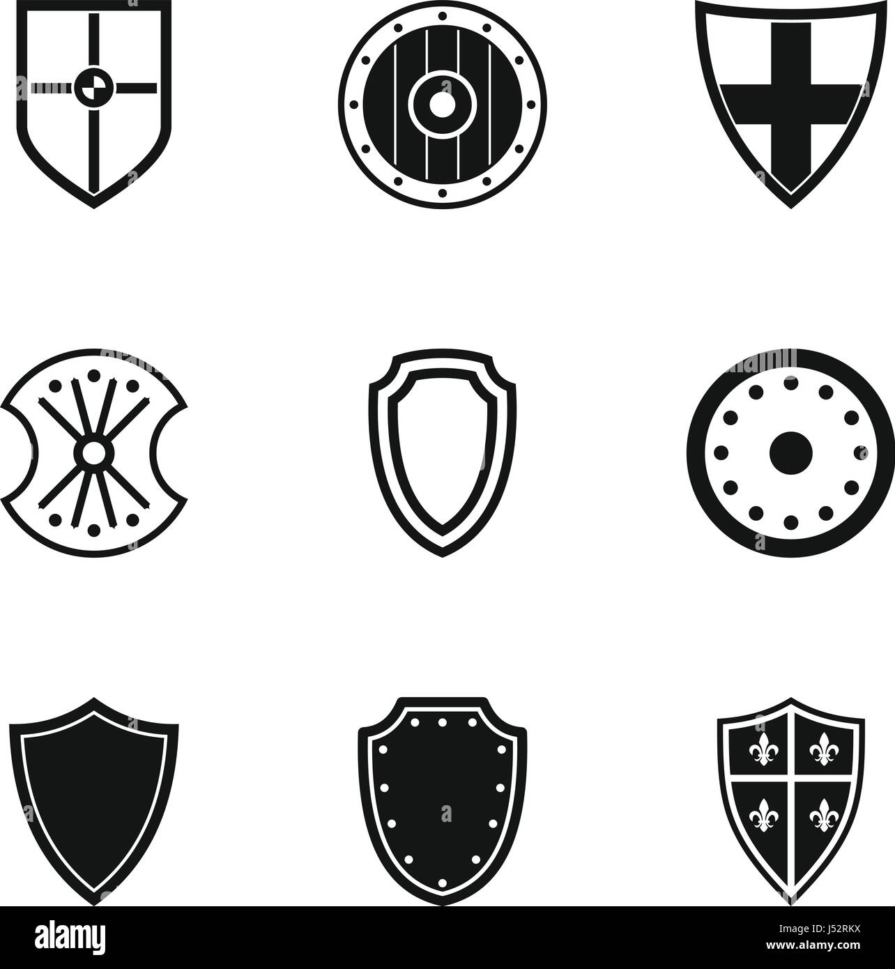 Military shield icons set, simple style Stock Vector Image & Art - Alamy