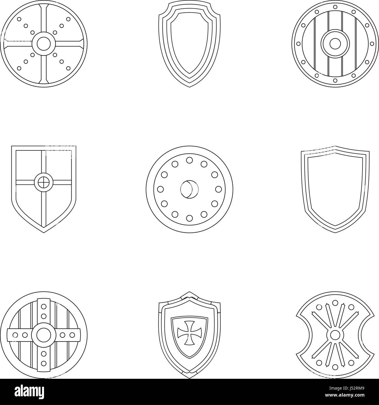 Round military shield icon outline hi-res stock photography and images ...