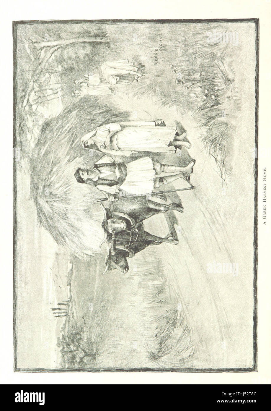 This image features drawings depicting scenes from Greek history or ...